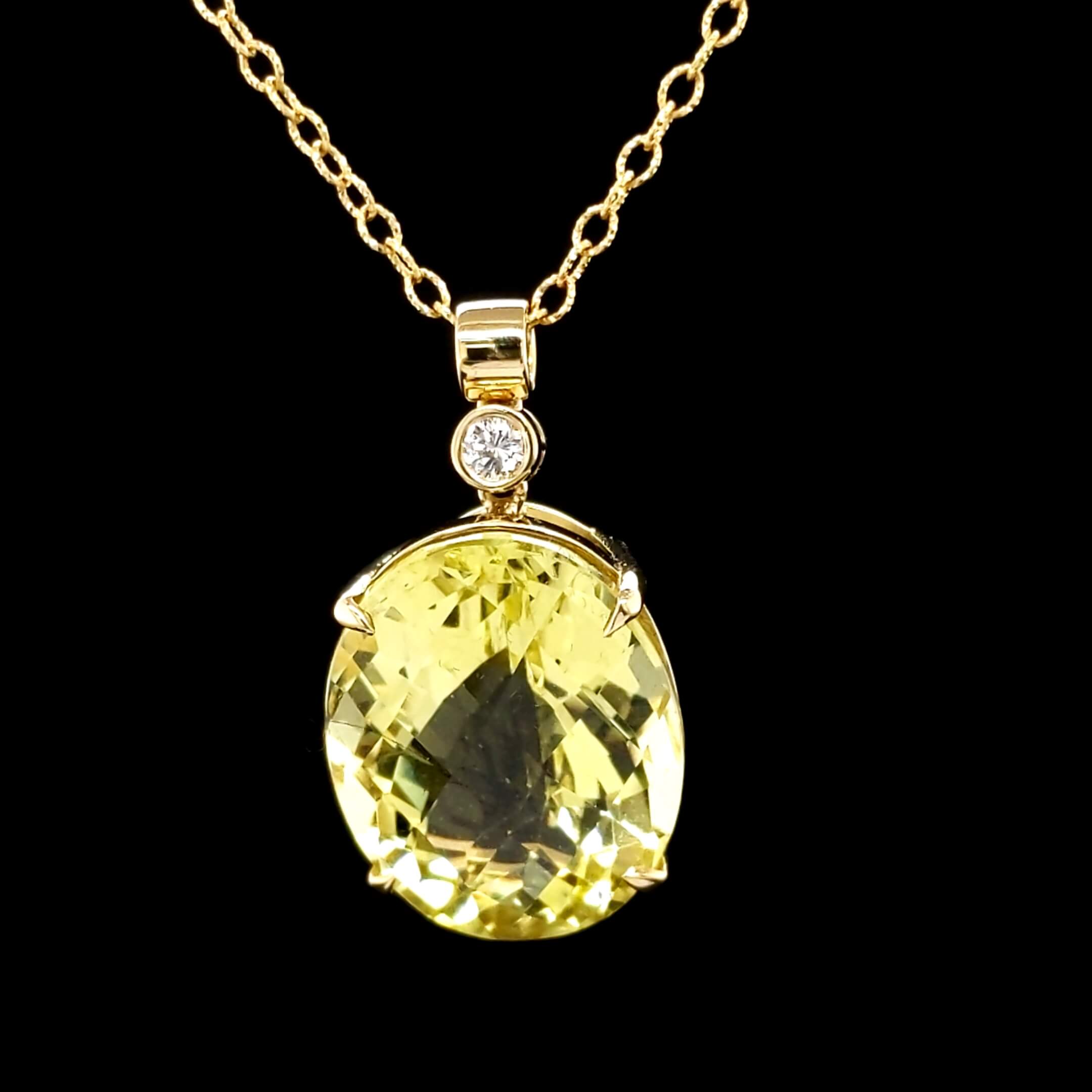 Lime Quartz Pendant – Hubert Jewelry – Fine Diamonds and Gemstones